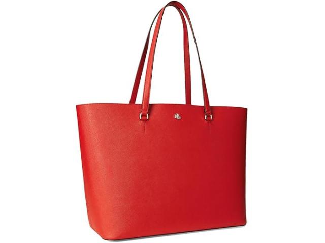 (取寄) ローレン ラルフローレン レディース クロスハッチ レザー ラージ カーリー トート Lauren Ralph Lauren women Crosshatch Leather Large Karly Tote Bright Vermillion