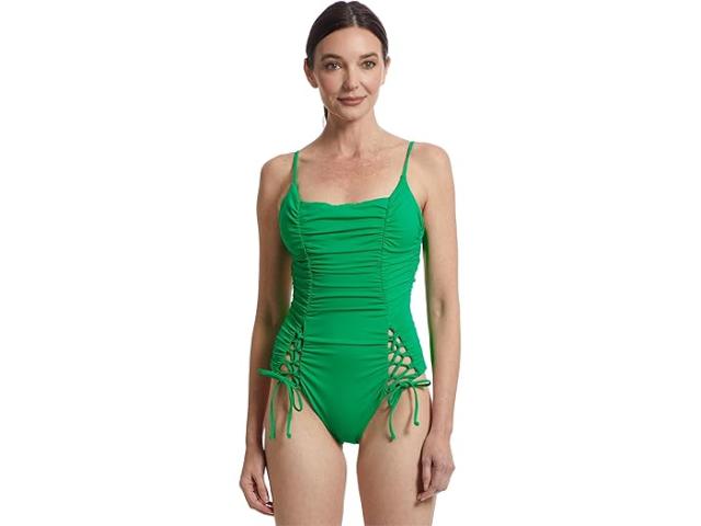 (取寄) ベッカ レディース カラー コード ポーラ ルースド スクエア ネック ワン ピース BECCA women Color Code Paula Rouched Square Neck One Piece Emerald