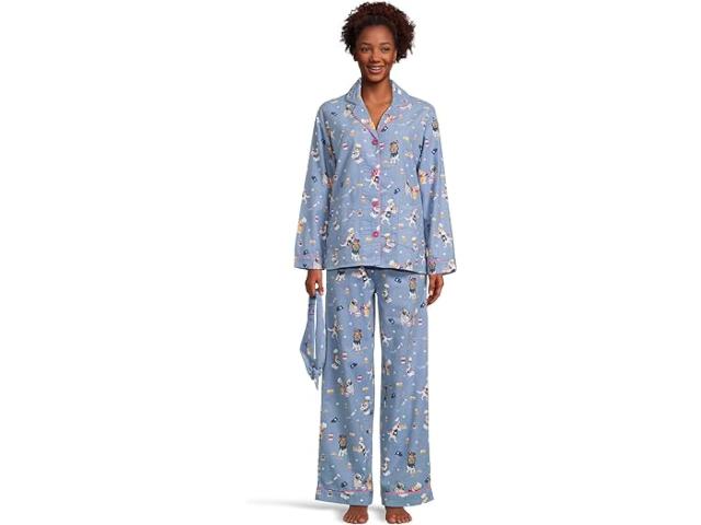 (取寄) ピー ジェイ サルベージ レディース フランネル Pj セット ウィズ ヘッドバンド P.J. Salvage women Flannel PJ Set with Headband Denim Blue Pup Bakers