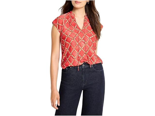 (取寄) ニックゾー レディース スクイッグル チェック キャップ スリーブ トップ NIC+ZOE women Squiggle Check Cap Sleeve Top Red Multi