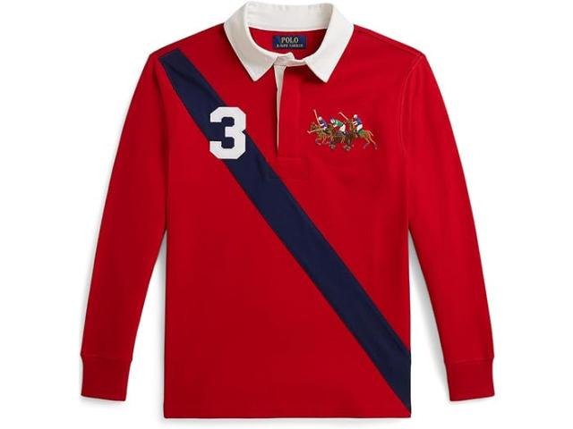 (取寄) ラルフローレン キッズ メンズ トリプル-ポニー コットン ラグビー シャツ (ビッグ キッド) Polo Ralph Lauren Kids men Triple-pony Cotton Rugby Shirt (big Kid) Red Multi