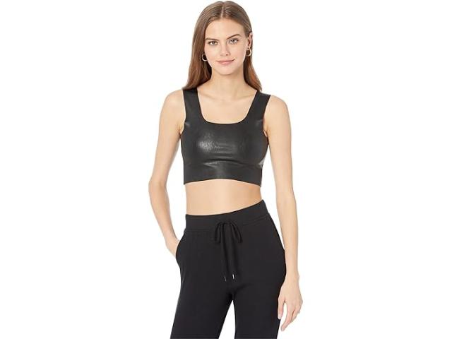 (取寄) コマンドー レディース フォー レザー スクエア ネック クロップ トップ Commando women Faux Leather Square Neck Crop Top Black