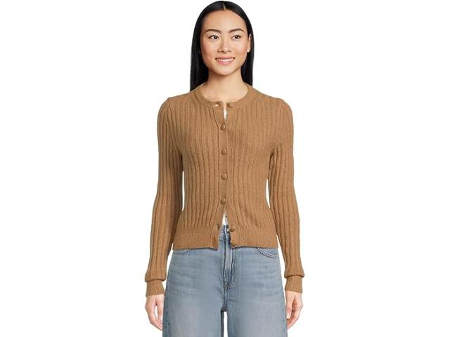 (取寄) メイドウェル レディース ロング スリーブ コージー コットン リブド カーディガン Madewell women Long Sleeve Cozy Cotton Ribbed Cardigan Heather Caramel