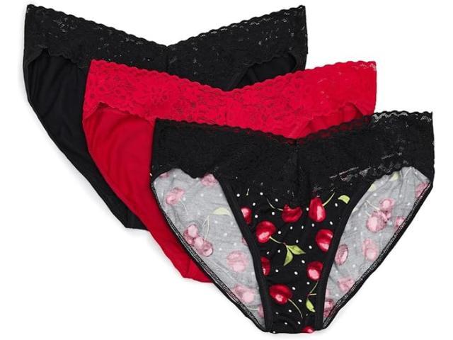 (取寄) ハンキー パンキー レディース ドリームイーズ 3-パック Hanky Panky women Dreamease Vikini 3-pack Black/Cherry Bomb/Red