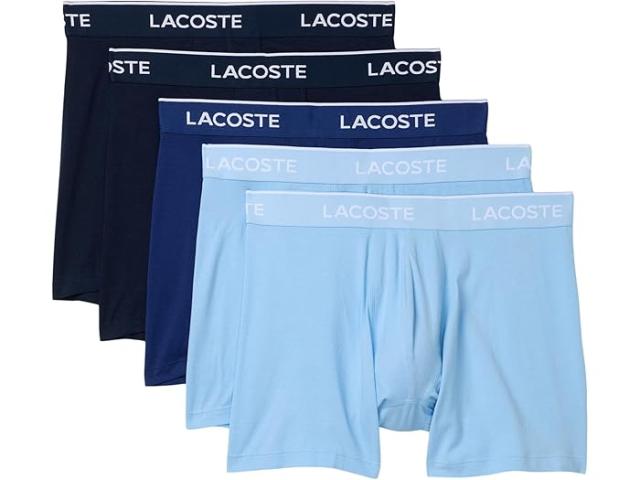 (取寄) ラコステ メンズ 5-パック コットン ボクサー ブリーフ Lacoste men 5-pack Cotton Boxer Briefs Light Blue/Navy Blue/Black