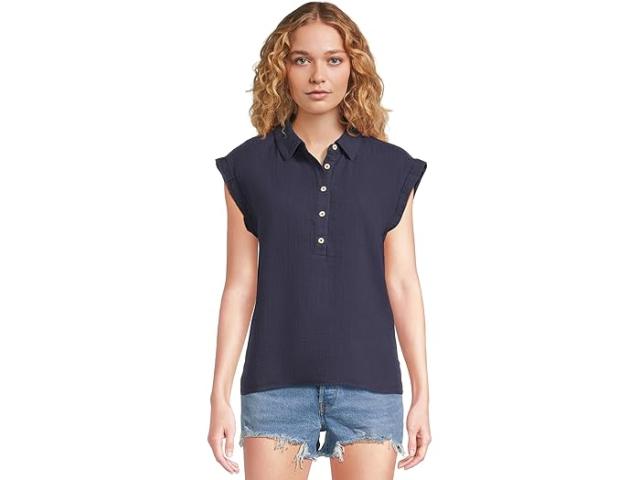 (取寄) モッドオードック レディース スリーブレス ヘンリー シャツ Mod-o-doc women Sleeveless Henley Shirt Vibrant Navy