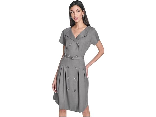 (取寄) カルバンクライン レディース メランジュ スーティング ベルテッド Aライン   women Melange Suiting Belted Aline Granite