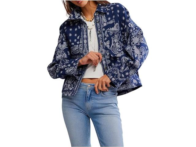 (取寄) フリーピープル レディース バンダナ ジャカード シャツ Free People women Bandana Jacquard Shirt Indigo Combo