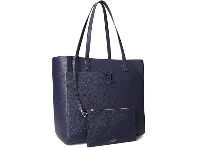 (取寄) ローレン ラルフローレン レディース ペブルド レザー ラージ キャメリン トート バッグ Lauren Ralph Lauren women Pebbled Leather Large Cameryn Tote Bag Refined Navy