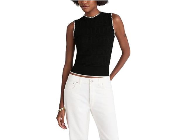 (取寄) メイドウェル レディース ファム ペプラム エミ スリーブレス ステッチ トップ Madewell women Femme Peplum Emi Sleevless Stitch Top Black Ivory Comobo