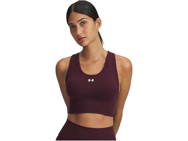 (取寄) アンダーアーマー レディース バニッシュ シームレス ミッド インパクト スポーツ ブラ Under Armour women Vanish Seamless Mid Impact Sports Bra Dark Maroon/White