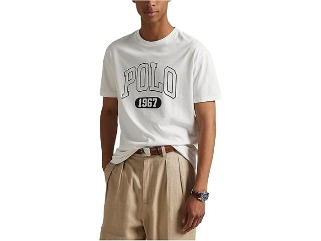(取寄) ラルフローレン メンズ クラシック フィット ジャージ グラフィック T-シャツ Polo Ralph Lauren men Classic Fit Jersey Graphic T-Shirt White
