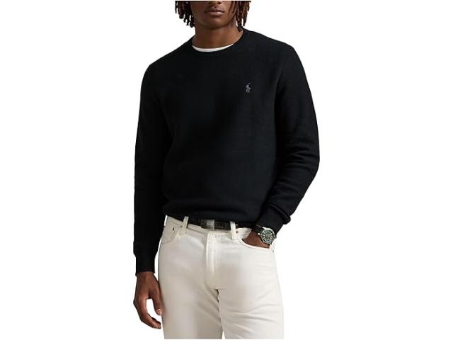 (取寄) ラルフローレン メンズ メッシュ-ニット コットン クルーネック セーター Polo Ralph Lauren men Mesh-knit Cotton Crewneck Sweater Polo Black/Tonal Polo Pony