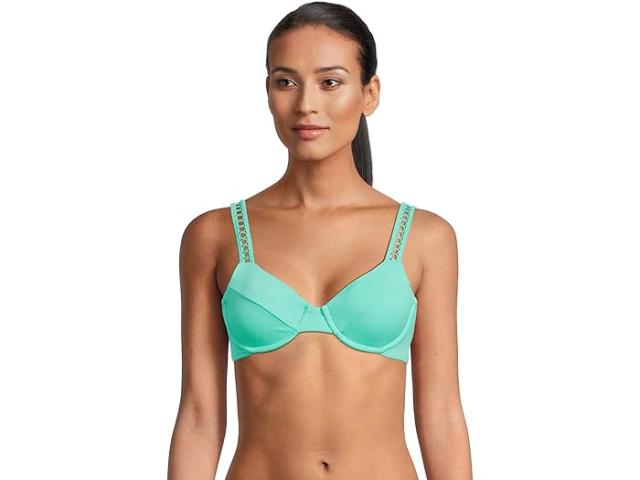 (取寄) ベッカ レディース モダン エッジ リブ サンディー アンダーワイヤー ブラ トップ BECCA women Modern Edge Rib Sandy Underwire Bra Top Aqua Sea