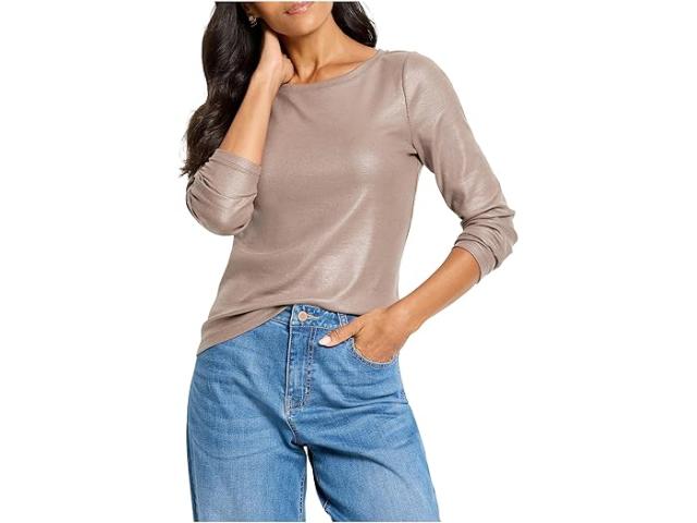 (取寄) ニックゾー レディース グレイズ リブ ボート ネック ティー NIC+ZOE women Glazed Rib Boat Neck Tee Cocoa