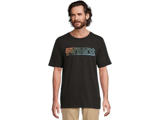 (取寄) カーハート メンズ リラックスド-フィット フィット ライトウェイト ショートスリーブ ロゴ グラフィック T-シャツ Carhartt men Relaxed Fit Lightweight Short-Sleeve Logo Graphic T-Shirt Black