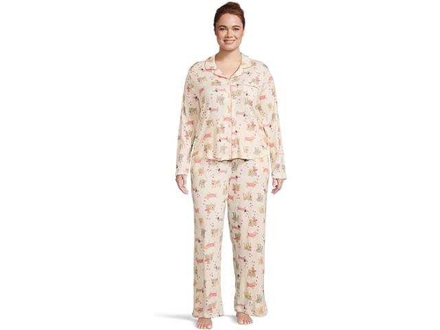 (取寄) カレン ノイバーガー レディース プラス ノベルティ ロング スリーブ ガールフレンド パジャマ セット Karen Neuburger women Plus Novelty Long Sleeve Girlfriend Pajama Set Love At The Dog Park