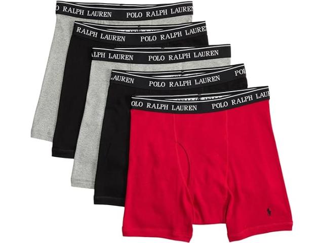 (取寄) ラルフローレン メンズ 5 パック クラシック フィット コットン ボクサー ブリーフ Polo Ralph Lauren men Polo Ralph Lauren 5 Pack Classic Fit Cotton Boxer Briefs 2 Andover Heather/RL2000 Red/2 Polo Black