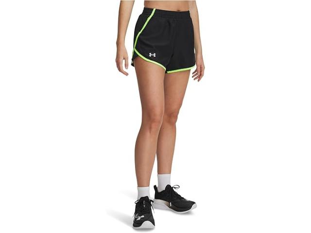 (取寄) アンダーアーマー レディース フライ バイ ショーツ Under Armour women Fly By Shorts Black/Hyper Green/Reflective
