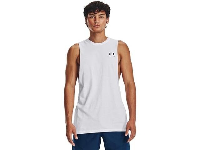 (取寄) アンダーアーマー メンズ ロゴ カットオフ タンク Under Armour men Under Armour Logo Cutoff Tank White/Black