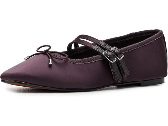 (取寄) メイドウェル レディース グレタ ボウ ダブル ストラップ - サテン Madewell women Greta Bow Double Strap - Satin Dark Plum