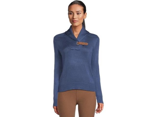 (取寄) ローレン ラルフローレン レディース バッキー-トリム コットンブレンド セーター Lauren Ralph Lauren women Buckle-Trim Cotton-Blend Sweater Charter Blue