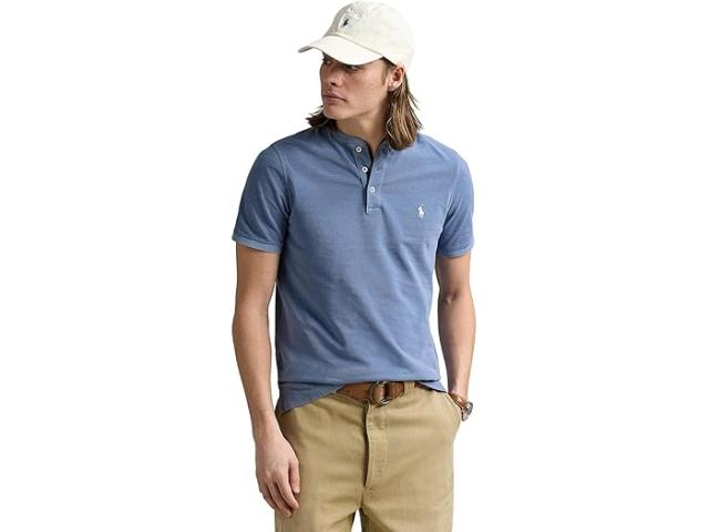 (取寄) ラルフローレン メンズ フェザーウェイト メッシュ ヘンリー Polo Ralph Lauren men Featherweight Mesh Henley Capri Blue