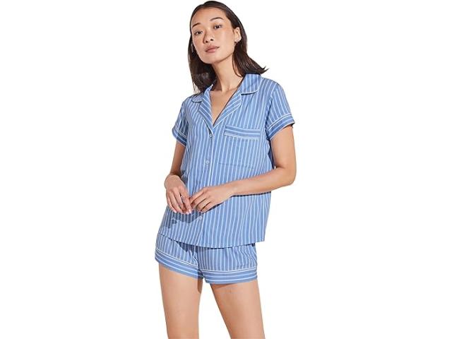 (取寄) エバージェイ レディース ジゼル プリンテッド - ザ ショーティ ショート Pj セット Eberjey women Gisele Printed - The Shortie Short PJ Set Nordic Stripes Vista Blue/Ivory