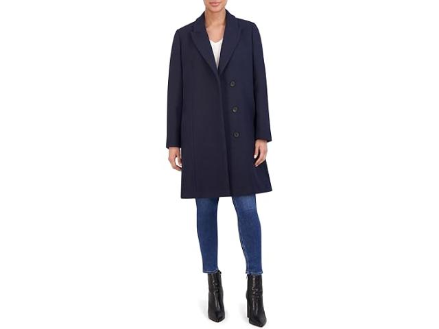 (取寄) コールハーン レディース アシンメトリカル ピーク ラペル コート Cole Haan women Asymmetrical Peak Lapel Coat Navy