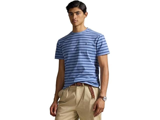 (取寄) ラルフローレン メンズ クラシック フィット ストライプド ジャージ T-シャツ Polo Ralph Lauren men Classic Fit Striped Jersey T-Shirt Channel Blue/Old 