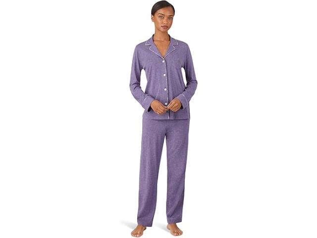 (取寄) ローレン ラルフローレン レディース ニット ロング スリーブ ノッチ カラー ロング パンツ パジャマ セット Lauren Ralph Lauren women Knit Long Sleeve Notch Collar Long Pant Pajama Set Purple