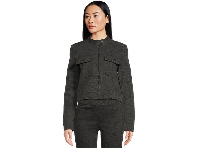 (取寄) エリオット ローレン レディース ポンテ ツイル - ジッパー クロージャー クロップ ジャケット ウィズ パッチ ポケッツ アンド スナップス デティール Elliott Lauren women Ponte Twill - Zipper Closure Crop Jacket with Patch Pockets and Snaps Details