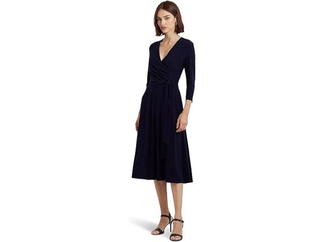 (取寄) ローレン ラルフローレン レディース ジャージー-マット ミディ ドレス LAUREN Ralph Lauren women LAUREN Ralph Lauren Jersey-Matte Midi Dress Lighthouse Navy