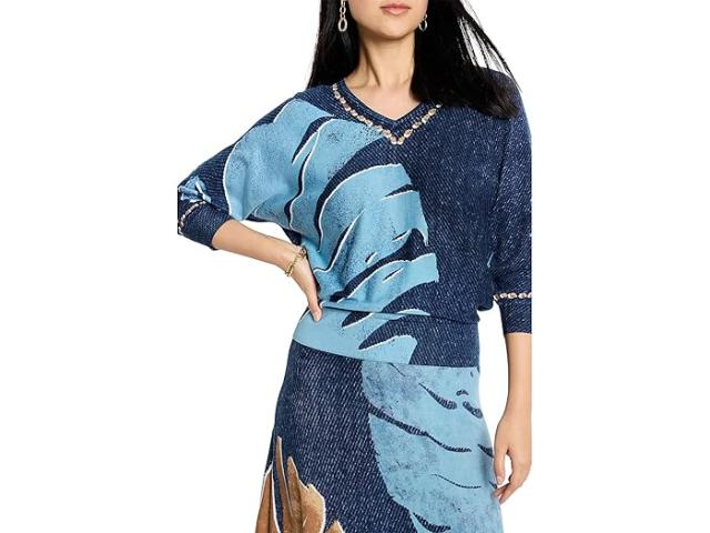 (取寄) ニックゾー レディース トワイライト フロント イージー V-ネック セーター NIC+ZOE women Twilight Front Easy V-Neck Sweater Blue Multi