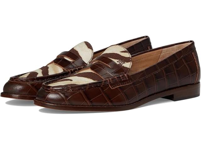 (取寄) ローレン ラルフローレン レディース ワイニー エンボス ローファー Lauren Ralph Lauren women Wynnie Zebra-Print-Trim Embossed Loafer Zebra/Dark Hickory