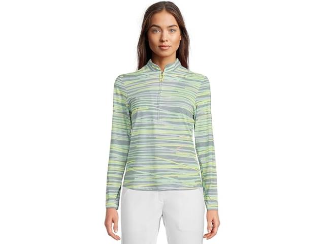 (取寄) ジェイミー サドック レディース サンセンス プリント ロング スリーブ 1/4 ジップ サン プロテクション トップ Jamie Sadock women Sunsense Chopstix Print Long Sleeve 1/4 Zip Sun Protection Top Creme De Mint