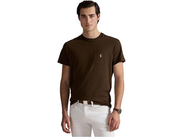(取寄) ラルフローレン メンズ クラシック フィット ジャージ ポケット T-シャツ Polo Ralph Lauren men Classic Fit Jersey Pocket T-Shirt Nutmeg Brown