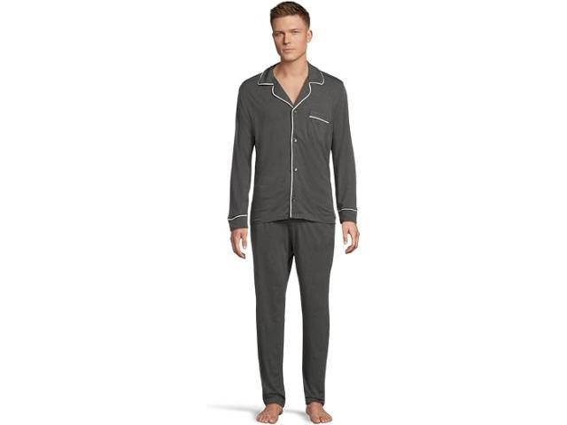 (取寄) エバージェイ メンズ ザ ウィリアム モーダル ロング Pj セット Eberjey men The William Modal Long PJ Set Charcoal Heather/Ivory