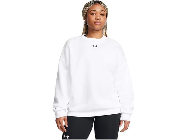 (取寄) アンダーアーマー レディース ライバル フリース オーバーサイズ クルー Under Armour women Rival Fleece Oversized Crew White/Black