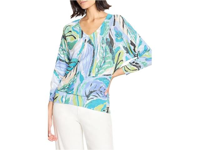 (取寄) ニックゾー レディース ピティート アイランド ビート コットン スラブ セーター NIC+ZOE women Petite  Beat Cotton Slub Sweater Blue Multi