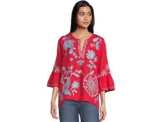 (取寄) ジョニー ワズ レディース ラッフル スリーブ ブラウザ Johnny Was women Ruffle Sleeve Blouse Watermelon