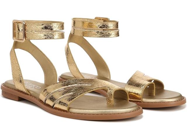 (取寄) フランコ サルト レディース グリーン アンクル ストラップ フラッツ サンダル Franco Sarto women Franco Sarto Greene Ankle Strap Flat Sandals Gold llic