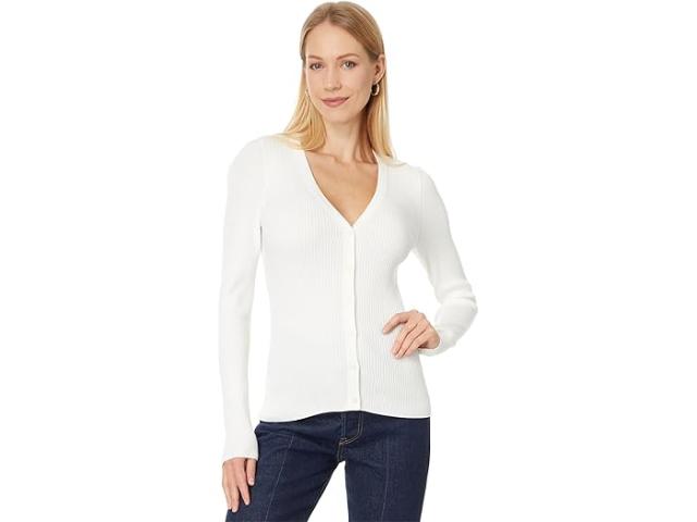 (取寄) リラ P レディース リブド カーディガン セーター Lilla P women Ribbed Cardigan Sweater White