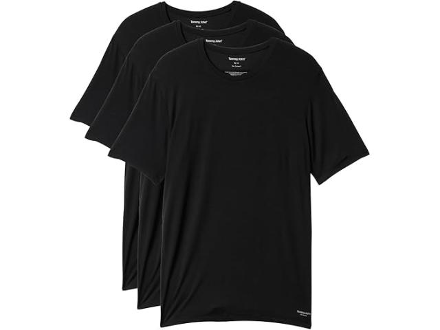 (取寄) トミー ジョン メンズ セカンド スキン モーダル クルーネック スティ タックド アンダーシャツ 3-パック  John men Second Skin Modal Crewneck Stay Tucked Undershirt 3-Pack Black