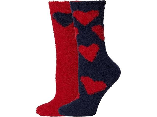 (取寄) ベアフットドリームス レディース コージシック ハート プリント ソック セット Barefoot Dreams women Cozychic Heart Print Sock Set Marine/Scarlet