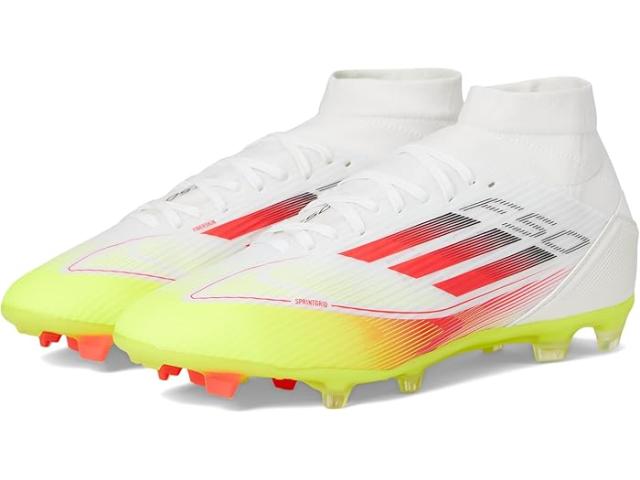 (取寄) アディダス レディース リーグ ミッド トップ ファーム グランド サッカー クリーツ adidas women F50 League Mid Top Firm Ground/Multi Ground Soccer Cleats White/Lucid Red/Solar Yellow