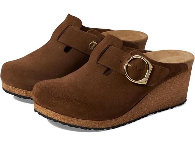 (取寄) ビルケンシュトック レディース パピリオ バイ ファニー ウェッジ クロッグ - スエード Birkenstock women Birkenstock Papillio by Birkenstock Fanny Wedge Clog - Suede Dark Tea