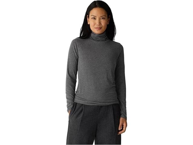 (取寄) アイリーン フィッシャー レディース メランジュ シーア ニット タートル ネック トップ Eileen Fisher women Melange Sheer Knit Turtle Neck Top Charcoal