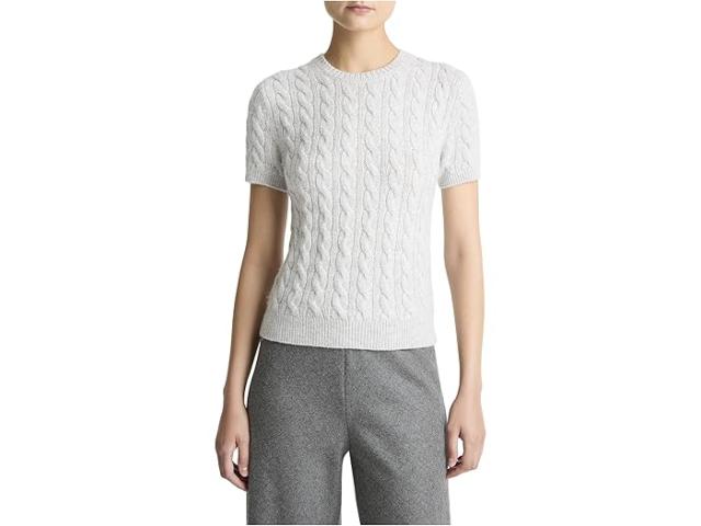 (取寄) ヴィンス レディース キャッシュ ブレンド ケーブル ティー Vince women Cash Blend Cable Tee Pale Grey