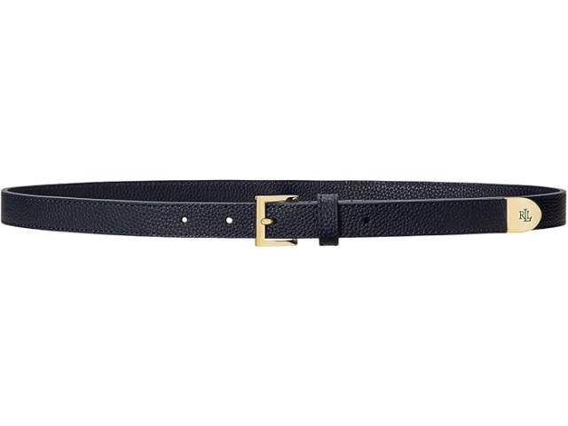 (取寄) ローレン ラルフローレン レディース ペブルド レザー スキニー ベルト Lauren Ralph Lauren women Pebbled Leather Skinny Belt Refined Navy